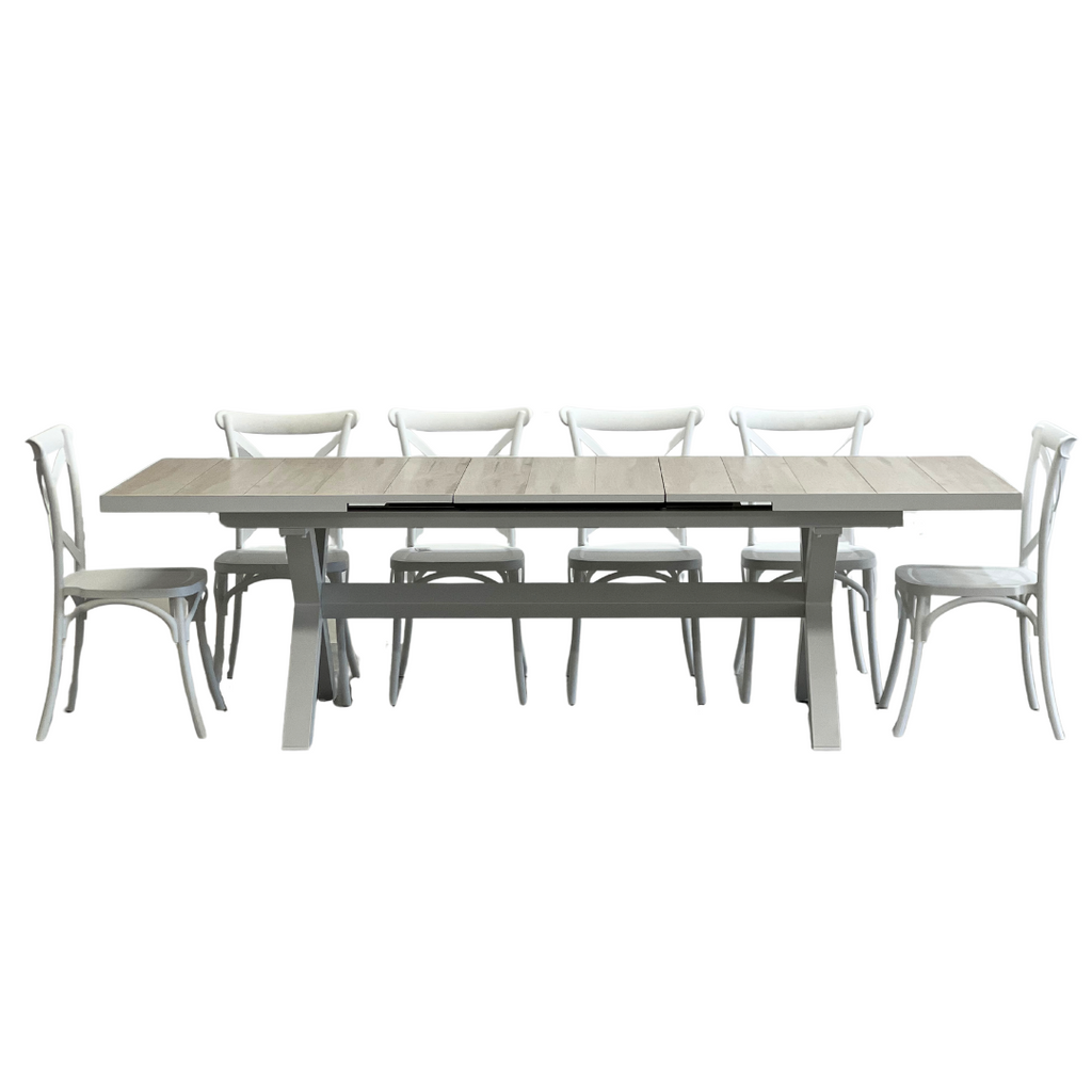 Sultan Heritage 11 Piece Extension Outdoor Dining Setting | White ...