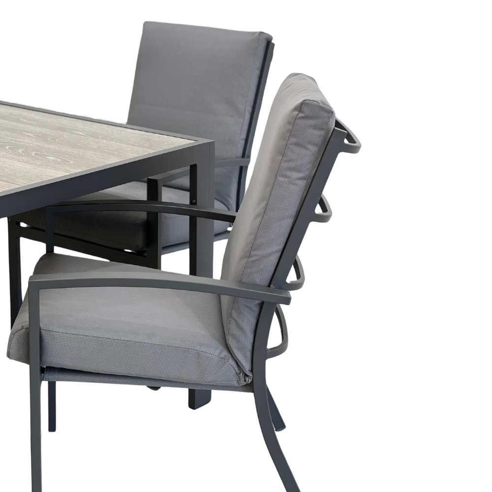 Matzo High Back Cushioned Outdoor Dining Chair Grey – MacLeod's Furniture